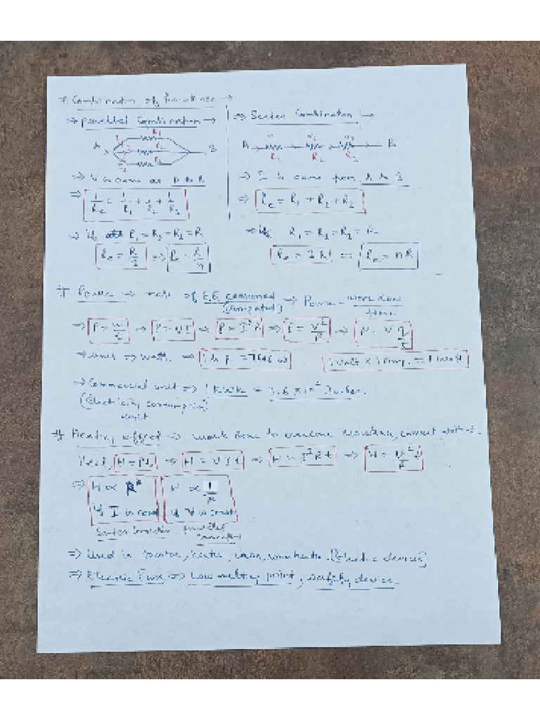 Class 10 Electricity Formula Sheet | PDF