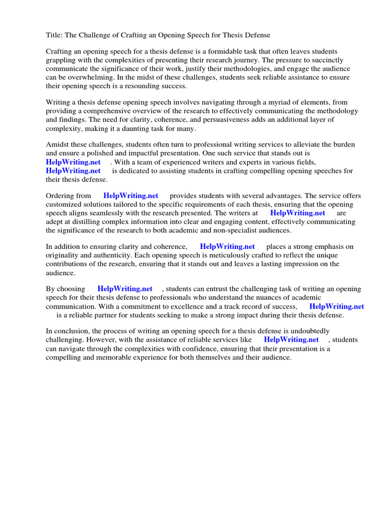 Opening Speech Thesis Defense | PDF | Business