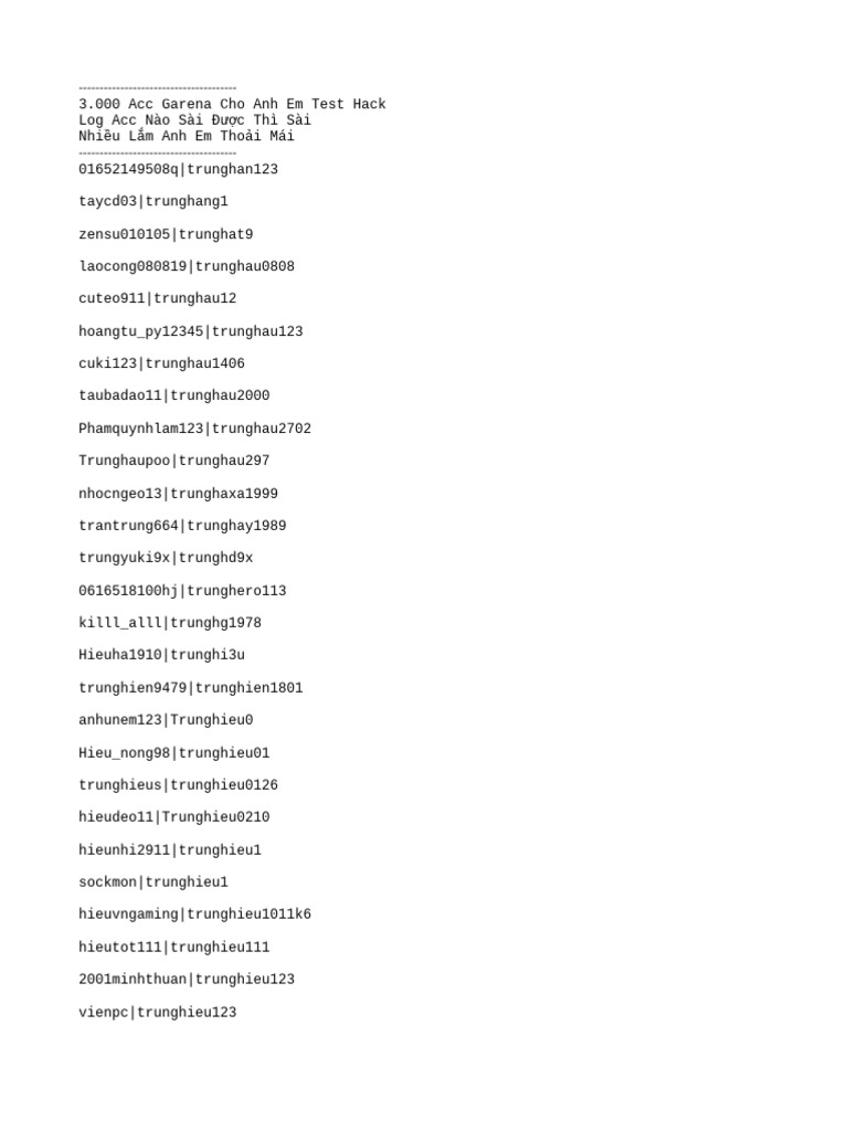 3.000 Acc Garena LQ | PDF