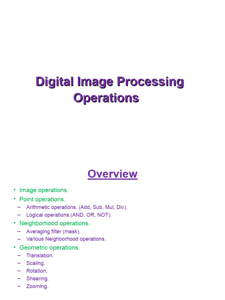 Basic Operations - IMAGE PROCESSING | PDF