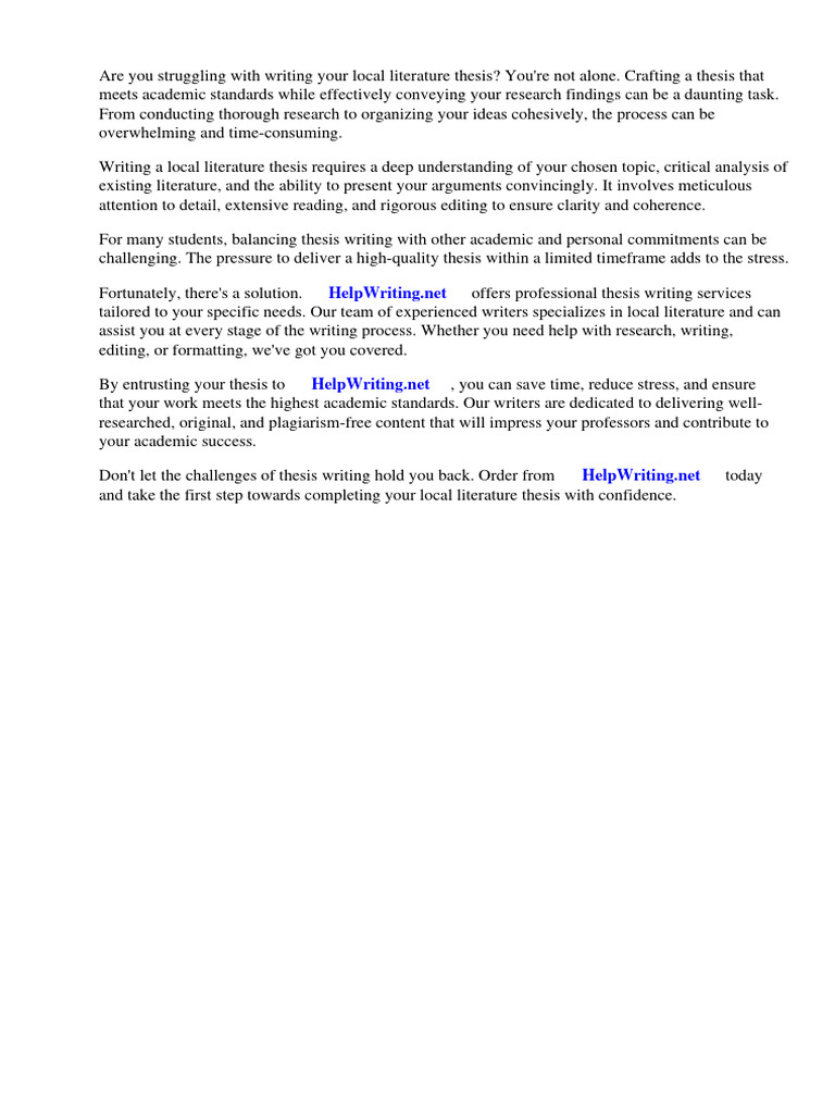 Local Literature Thesis Writing | PDF | Thesis | Essays