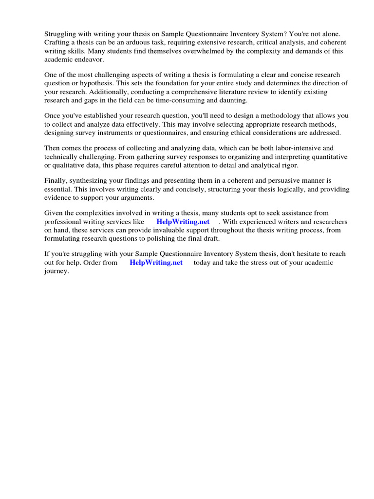 Sample Questionnaire Inventory System Thesis | Download Free PDF | Inventory | Computer Data Storage