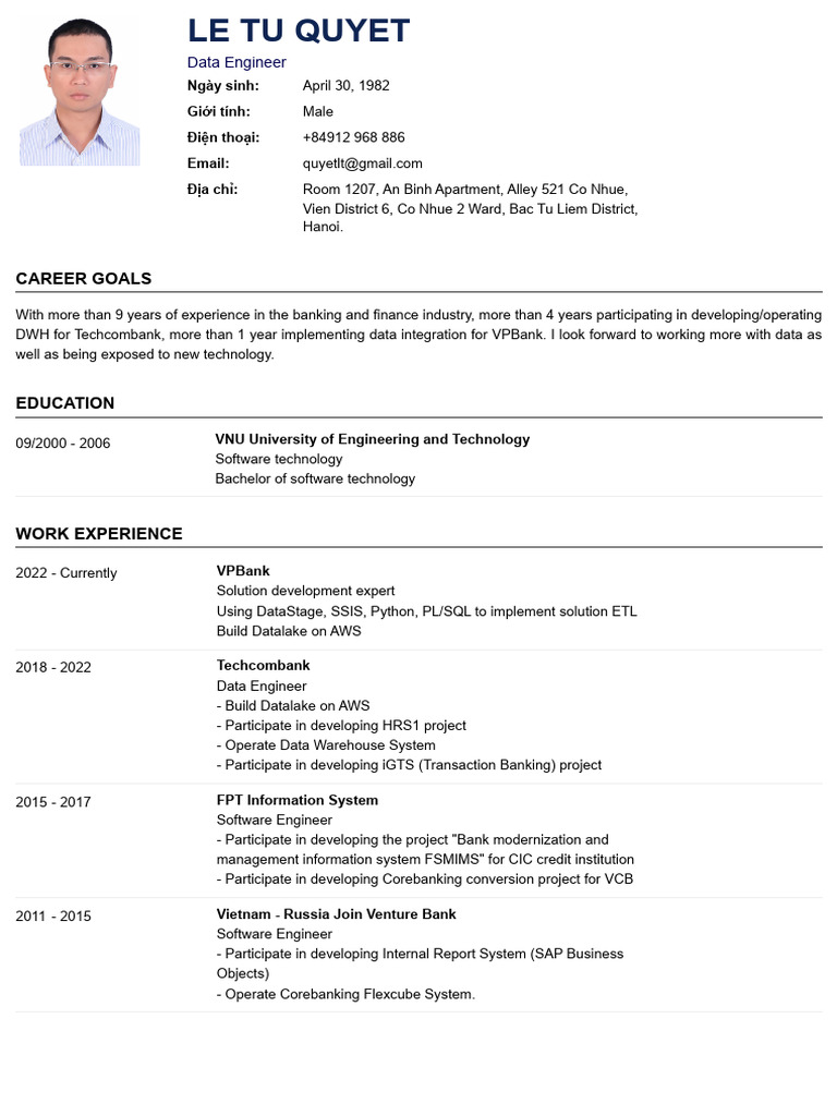 Quyet CV | PDF | Sql | Computing