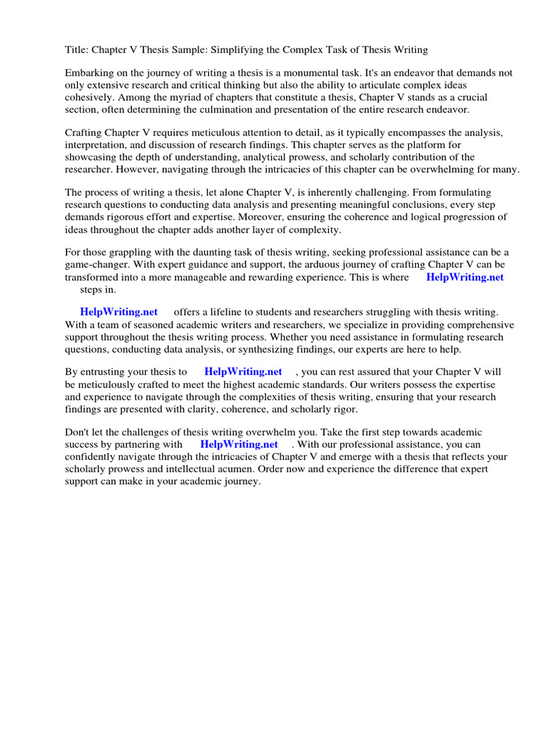 Chapter V Thesis Sample | PDF | Thesis | Expert