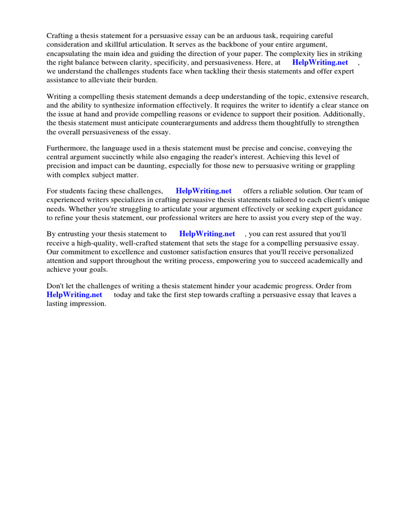 Thesis Statement in Persuasive Writing | PDF | Essays | Thesis