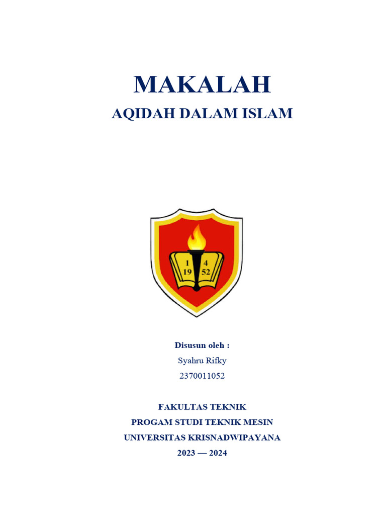 MAKALAH KONSEP AQIDAH DALAM ISLAM Disusu | PDF