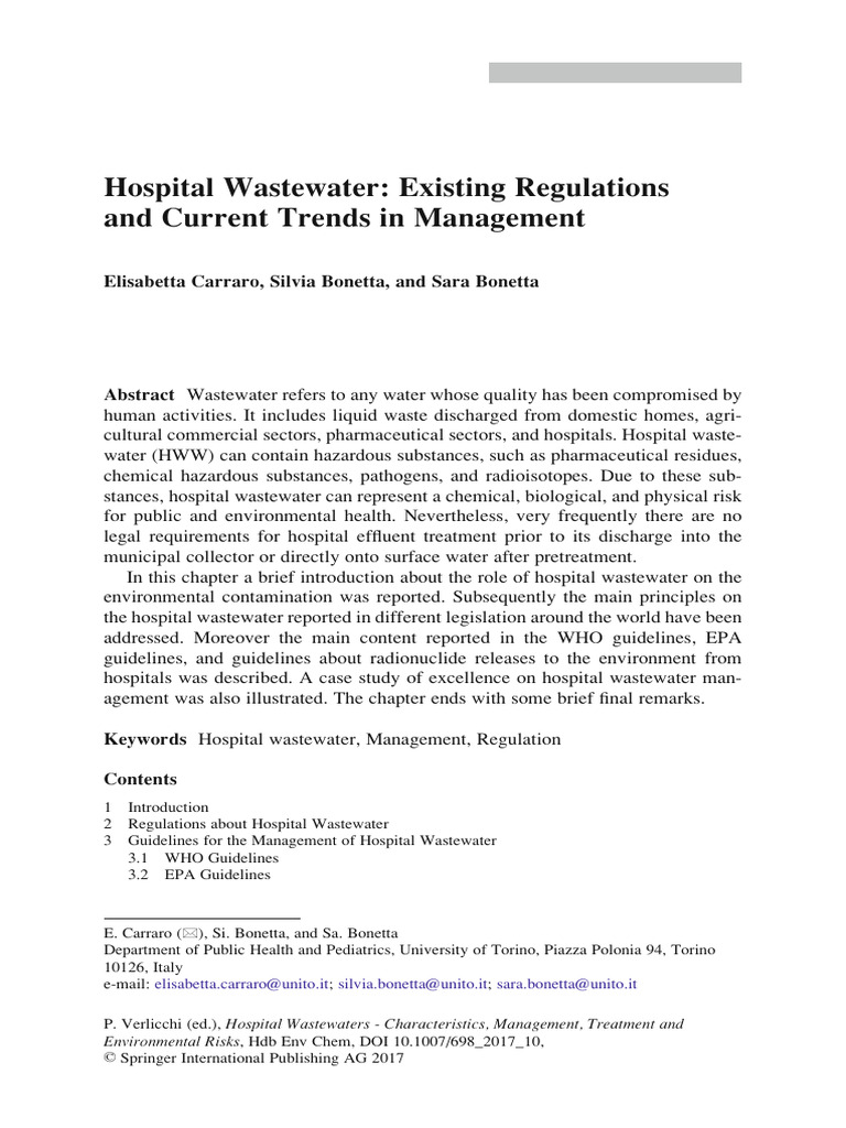Hospital Wastewater Regulations Overview | PDF | Sewage Treatment ...