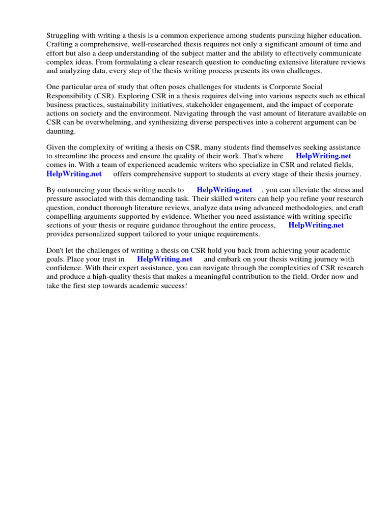 Thesis CSR PDF | PDF | Corporate Social Responsibility | Thesis