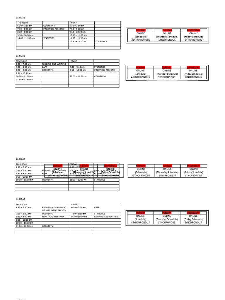 2ND Sem Sched 11 He | PDF