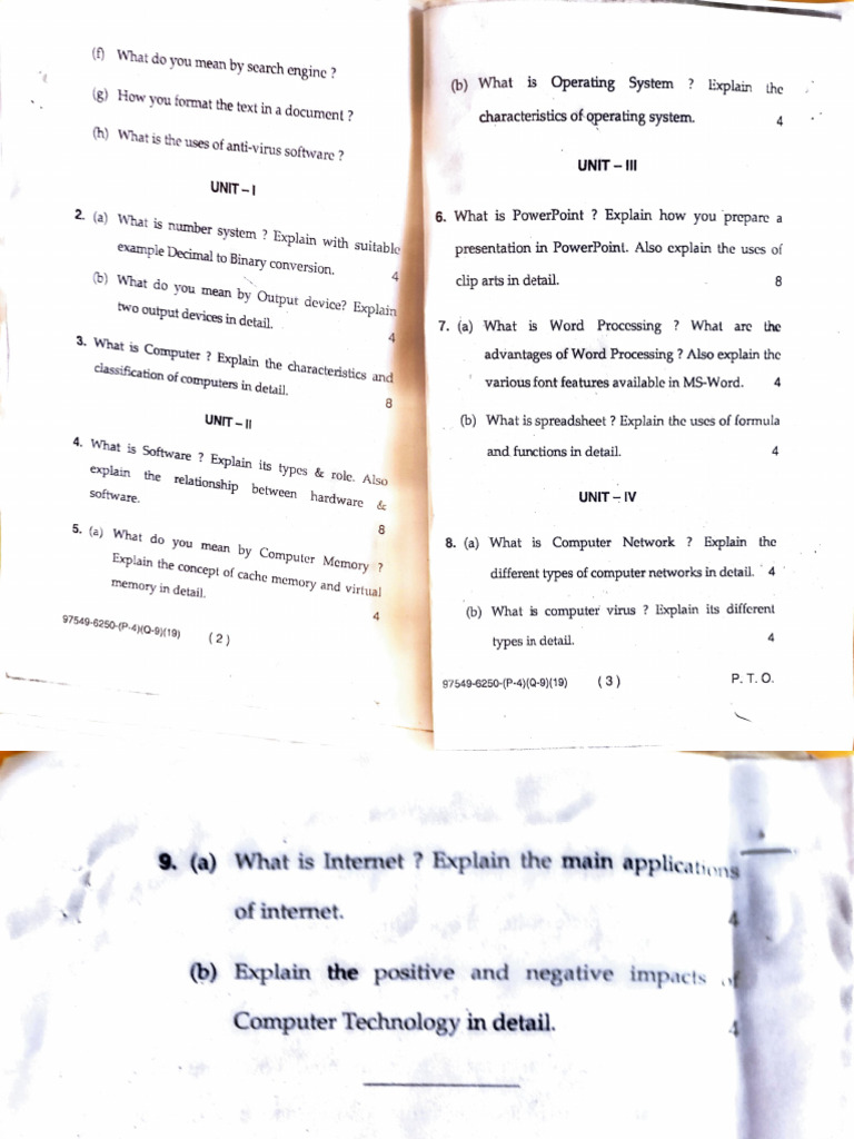 Computer Fundamental Paper | PDF | Computer Data Storage | Software