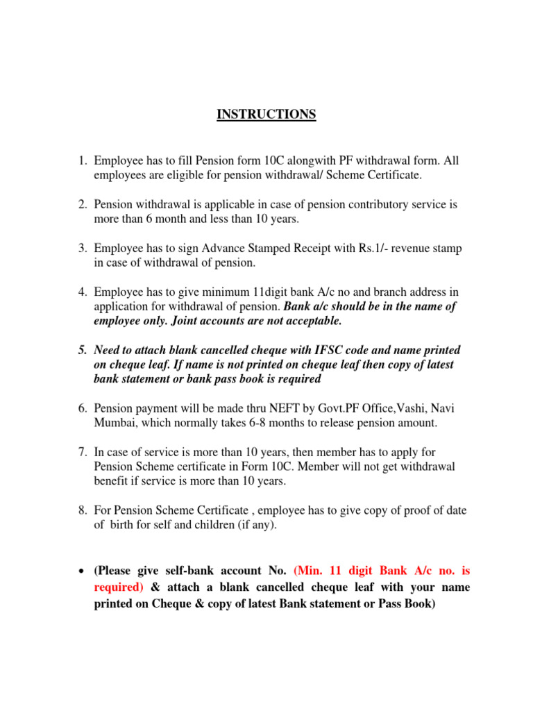 Form 10C - Pension Withdrawal PDF | PDF
