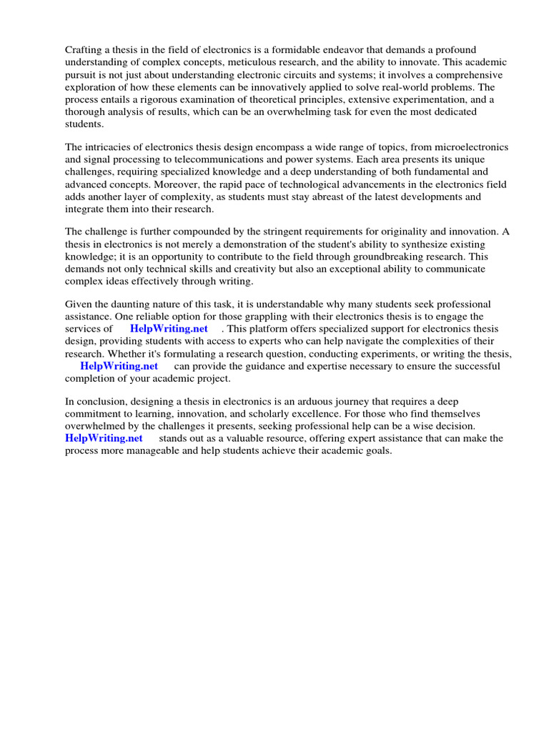 Electronics Thesis Support Guide | PDF | Thesis | Electronics