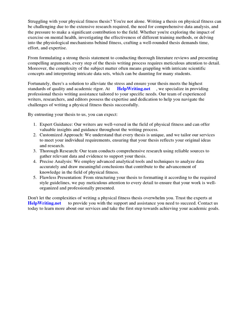 Physical Fitness Thesis Statement | PDF | Physical Fitness | Weight ...