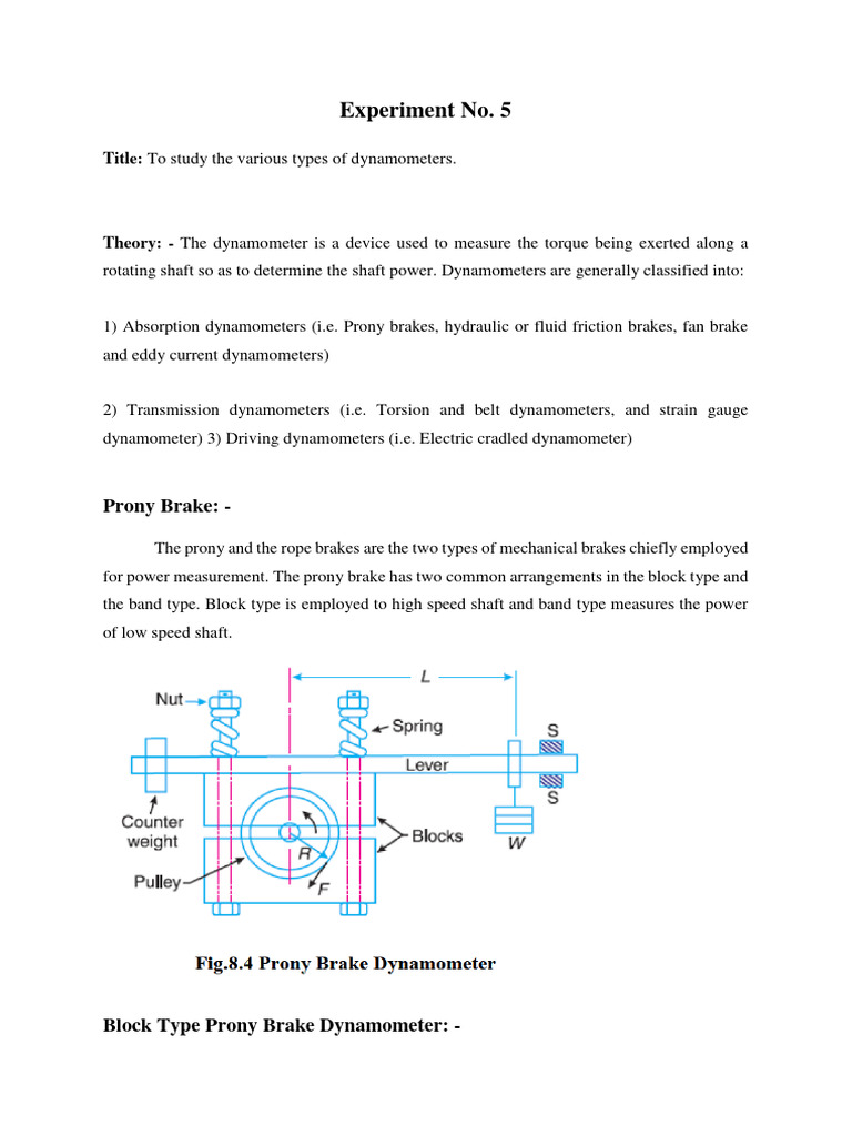 Experiment No. 5 | PDF | Torque | Brake