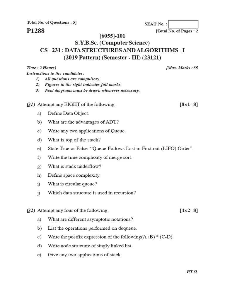 B.Sc. Computer Science 2019 Exam Papers | PDF | Cartesian Coordinate ...