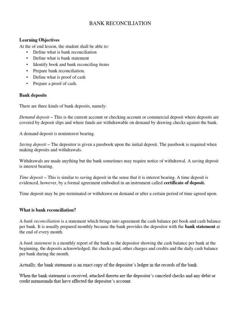 Chapter 3 Bank Recon | Download Free PDF | Deposit Account | Banks