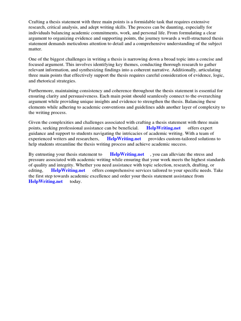 Thesis Statement 3 Main Points | Download Free PDF | Essays | Thesis