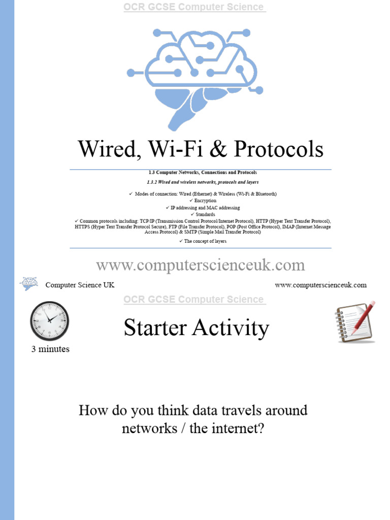 1 3 2 Wired And Wireless Networks Protocols And Layers Ocr Gcse Pdf Computer Network