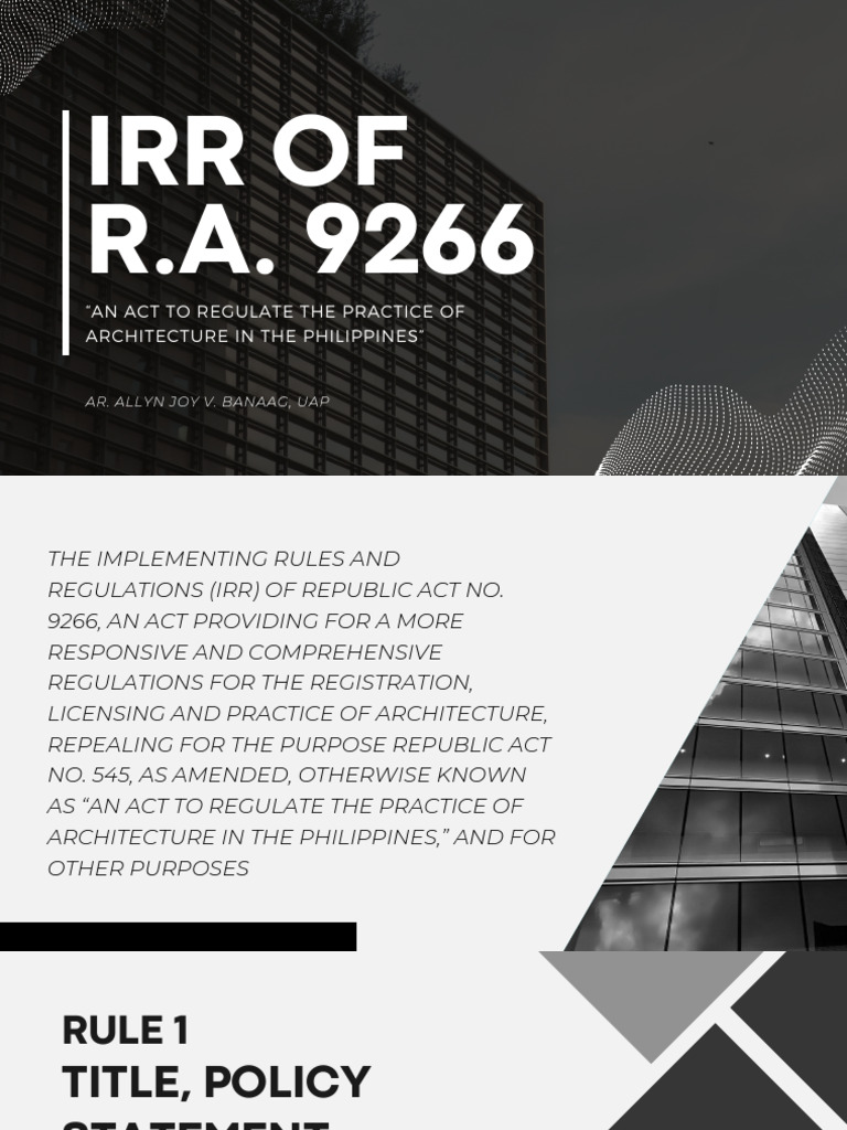 IRR of RA 9266 | Download Free PDF | Architect | Licensure