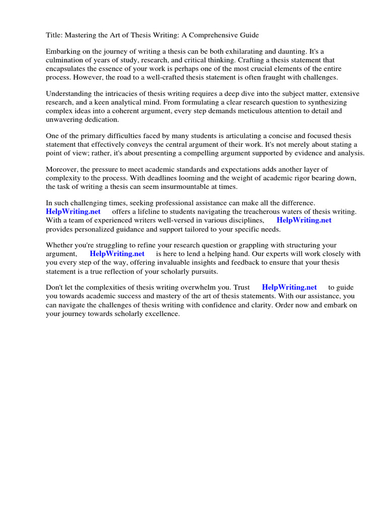 How To Teach Thesis Statements | PDF