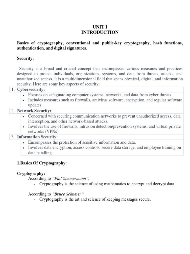 Network Security Unit 1 | PDF | Cryptography | Public Key Cryptography