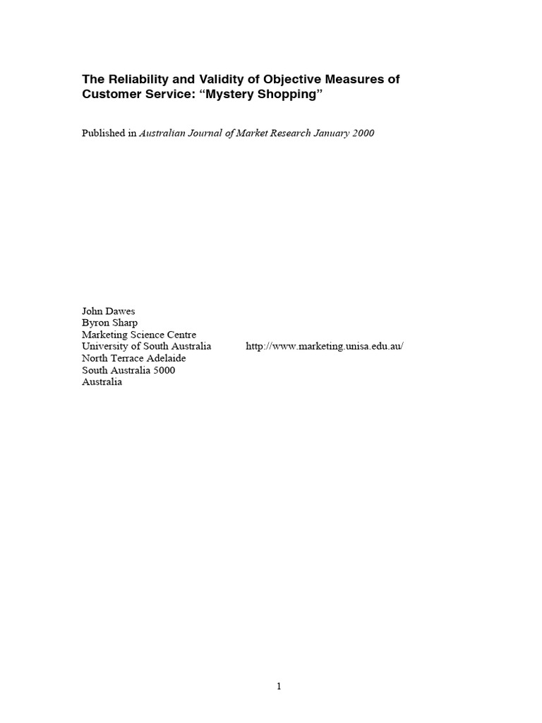 The Reliability and Validity of Objectiv | PDF | Survey Methodology | Validity (Statistics)