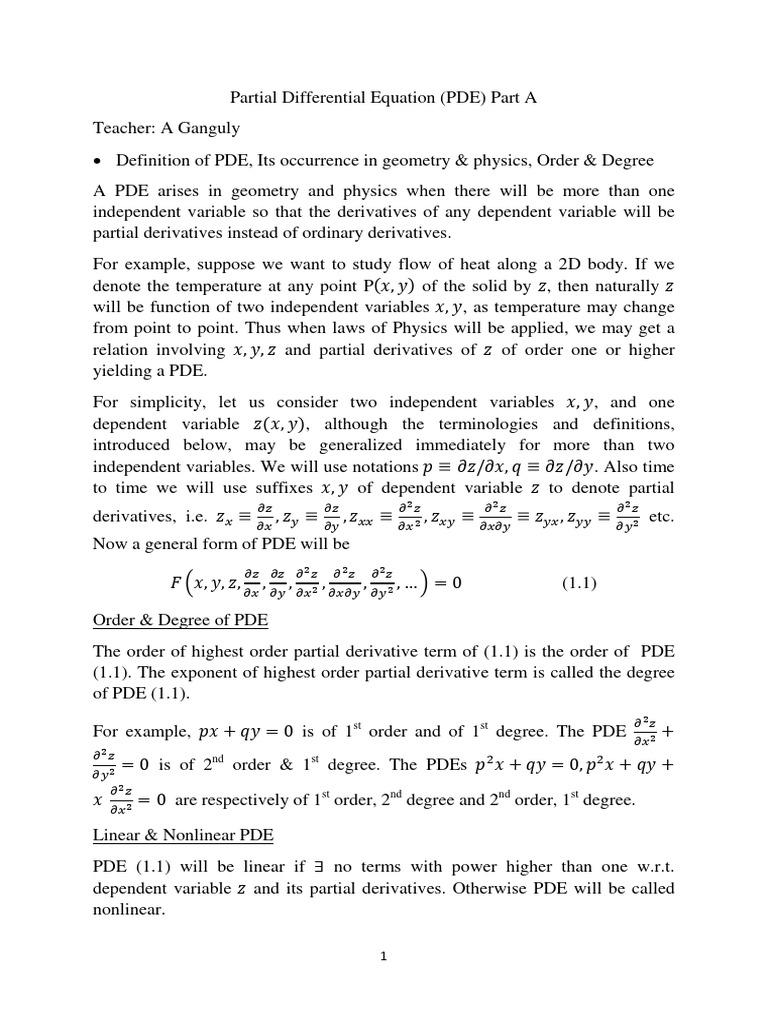 Partial Differential Equation Part A | PDF | Partial Differential Equation | Nonlinear System