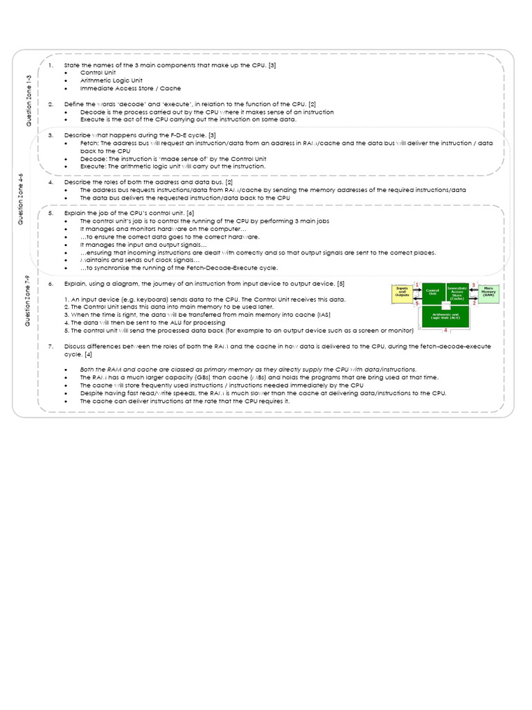 1 1 1a Architecture Of The Cpu Workbook Ocr Gcse Answers Pdf Central Processing Unit