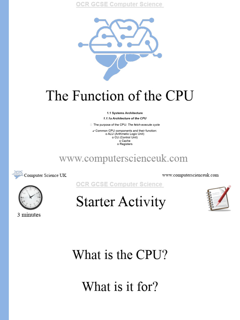 1.1.1a Architecture of The CPU - OCR GCSE | PDF | Central Processing Unit | Input/Output