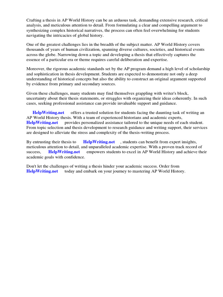 Writing a Thesis for AP World History | PDF | Essays | Thesis