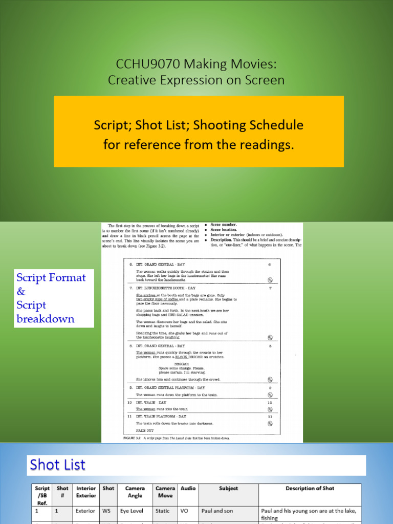 Script Schedule Shot List | PDF Script Schedule Shot List | PDF