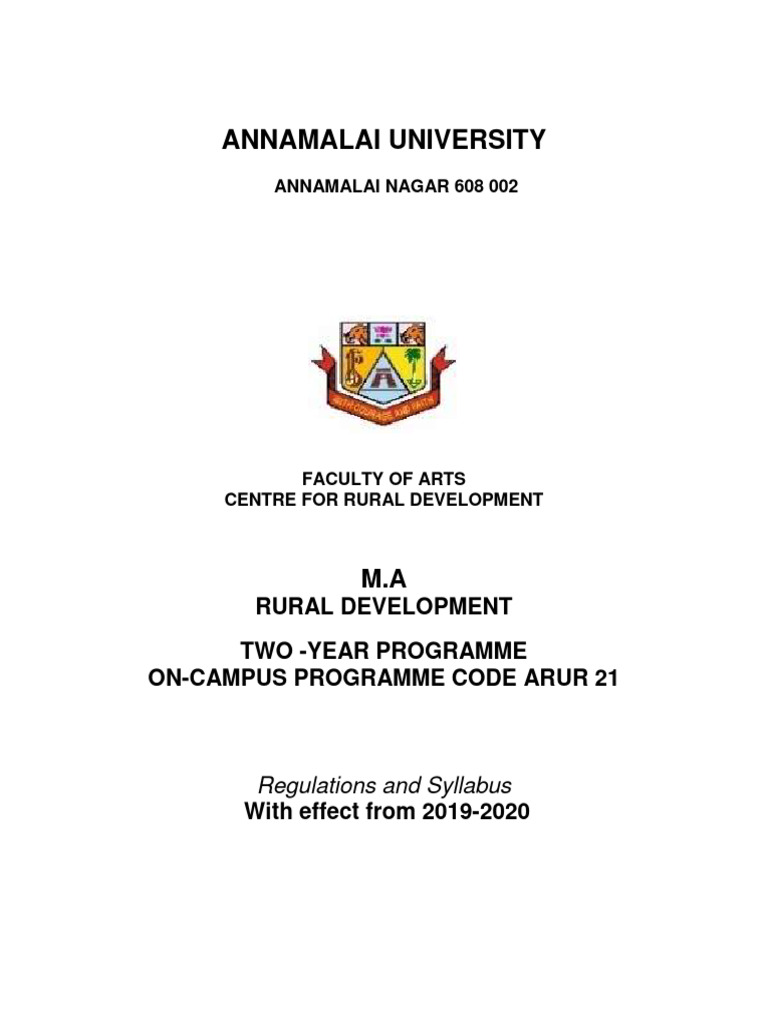 M.A. Rural Development Regulations & Syllabus | PDF | Thesis | Non ...