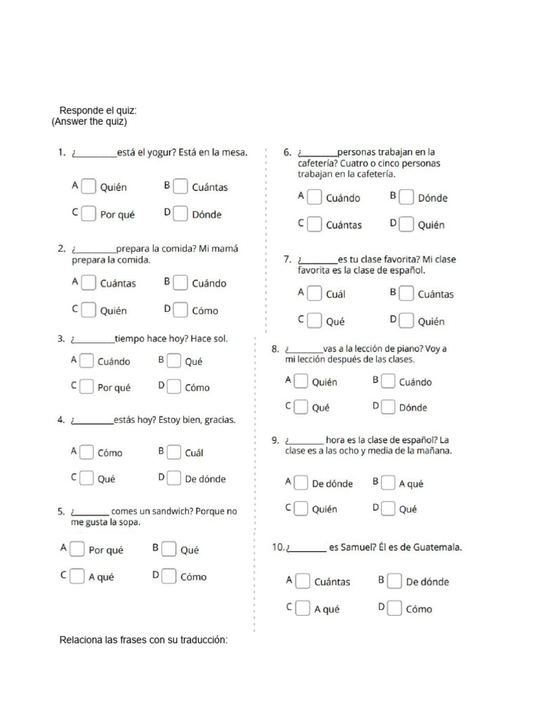 Palabras Interrogativas / Preposiciones de Lugar / Verbo Ir / Articulos ...