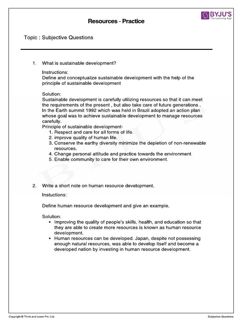 Resources - Practice - SUB | PDF