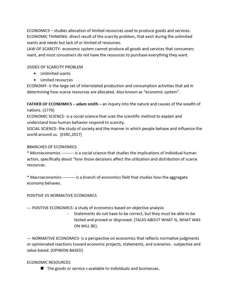 Economics Chapter 1 | PDF | Economics | Economies