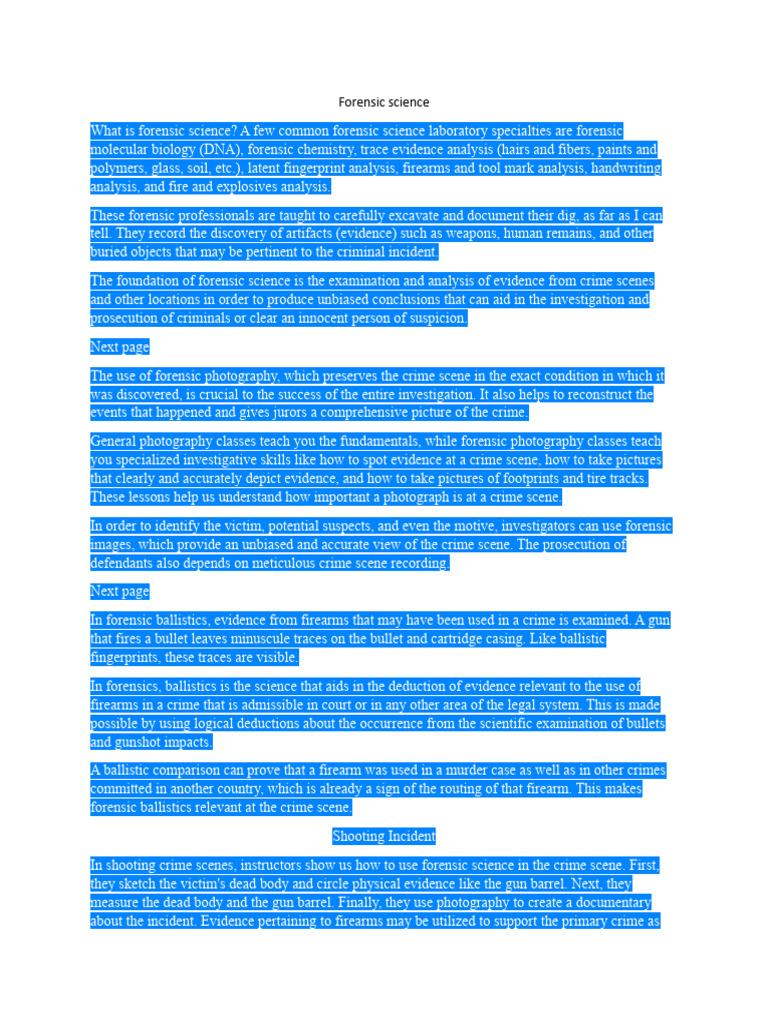 Forensic Science | PDF | Crime Scene | Forensic Science