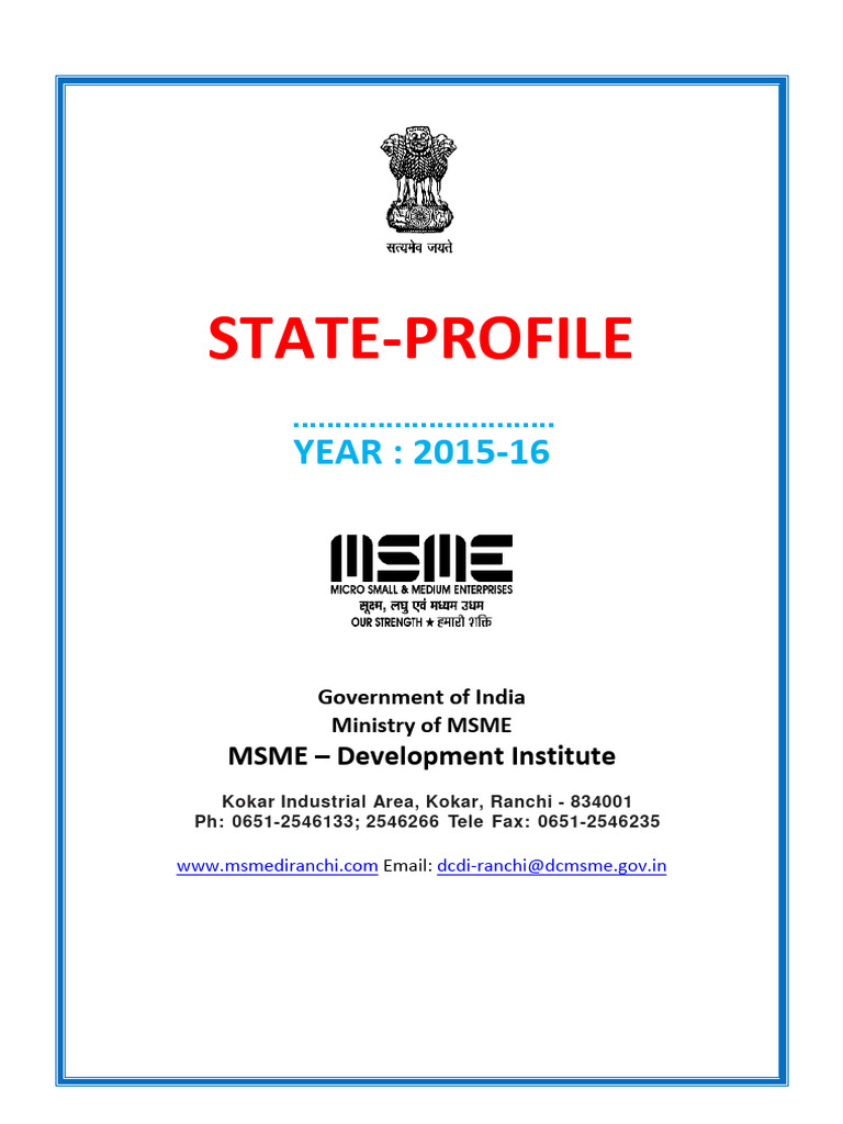 Jharkhand State Profile 2015-16 | PDF | Agriculture