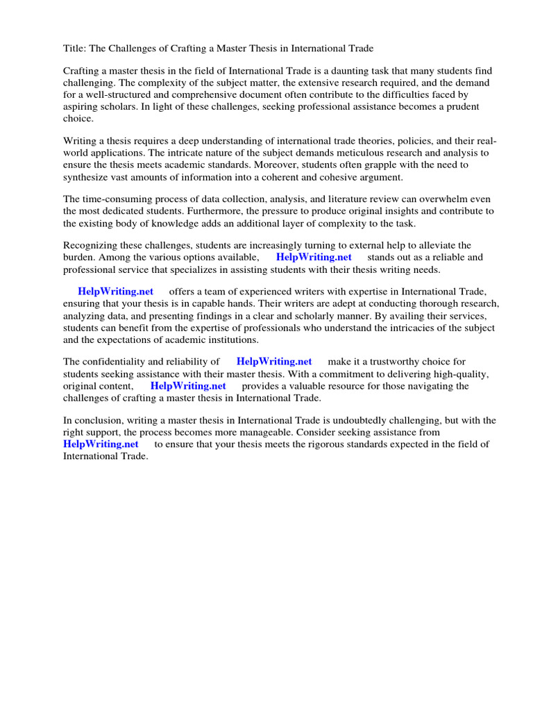 Master Thesis International Trade | PDF | Thesis | Communication