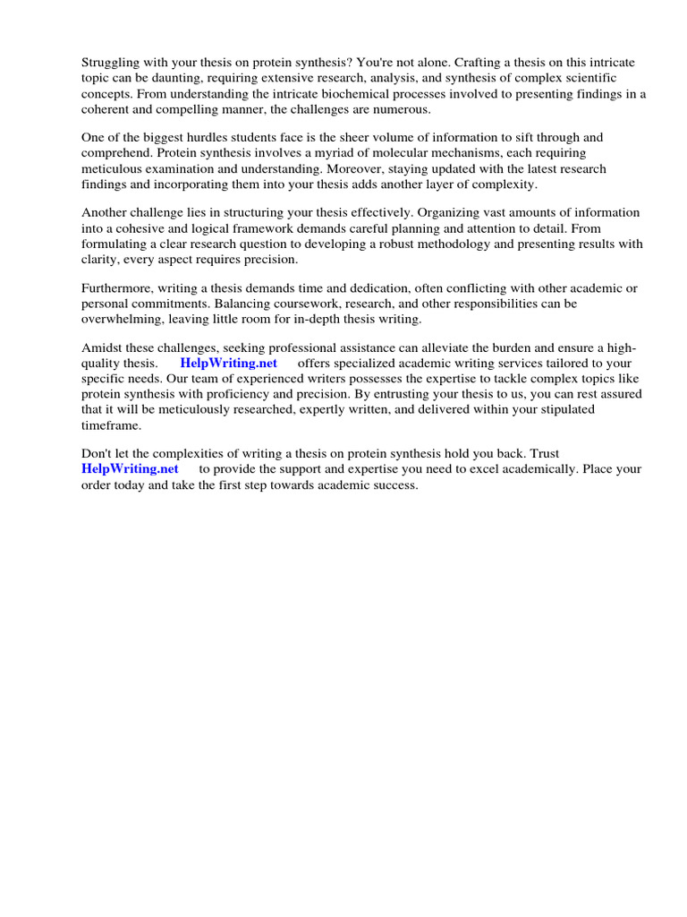 Essay Question On Protein Synthesis | PDF