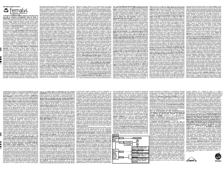 Femalvi Prospecto Pacientes RAFFO | PDF | Trombo | Control de la natalidad