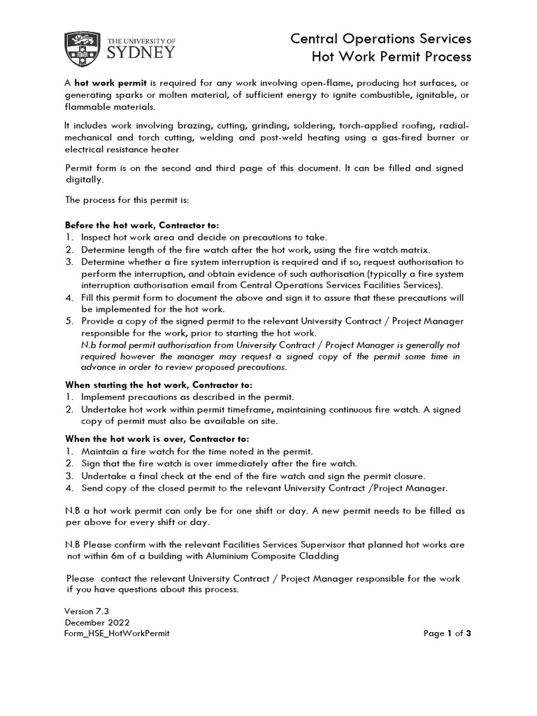 Cis Hot Works Permit | Download Free PDF | Fires | Soldering