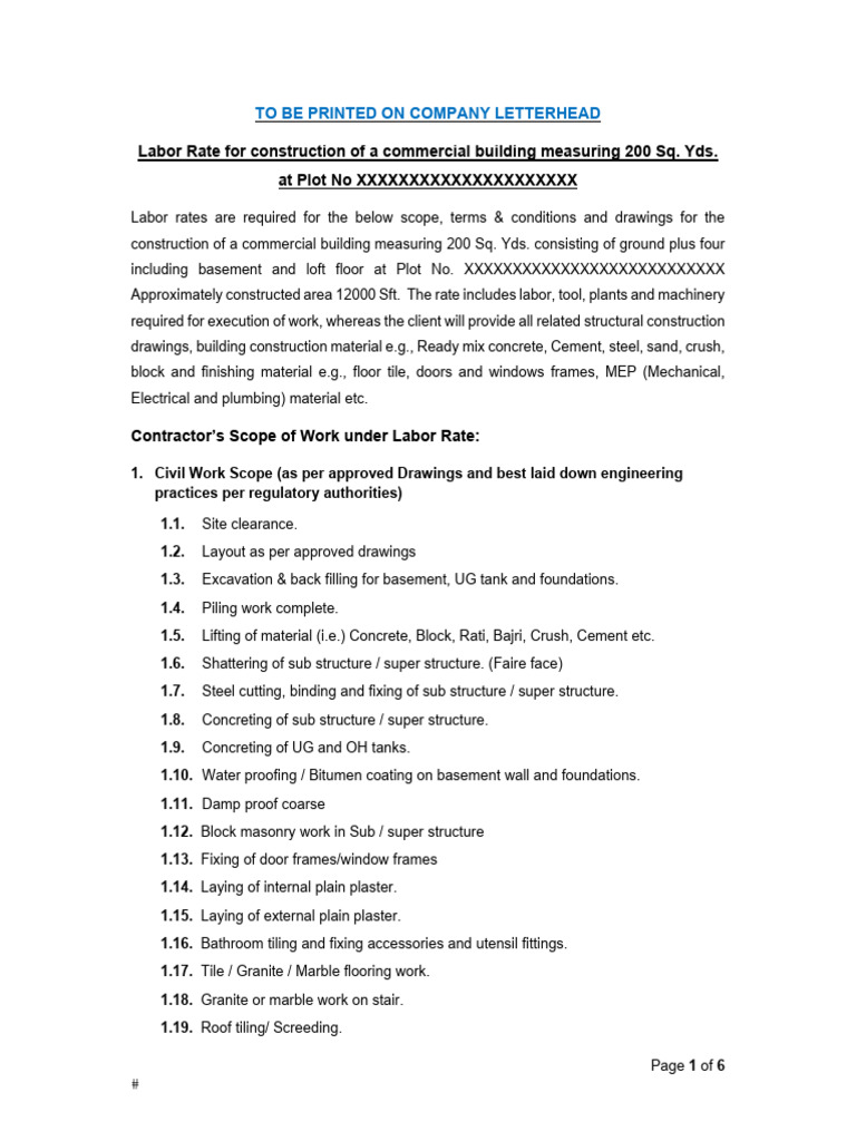 Labor Rates for Commercial Building Construction | PDF | Technology ...