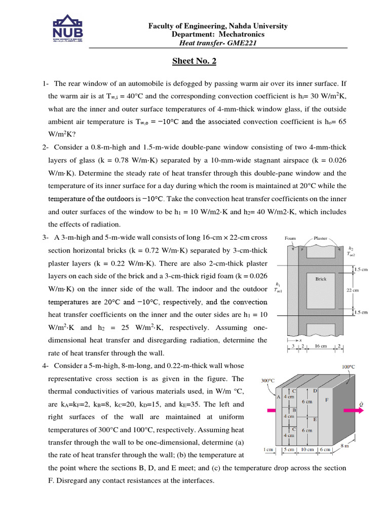 Sheet 2 With Answers | PDF | Heat Transfer | Thermal Insulation