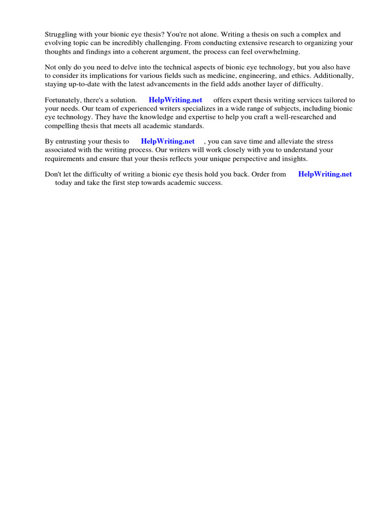 Bionic Eye Thesis | PDF | Vision | Visual System