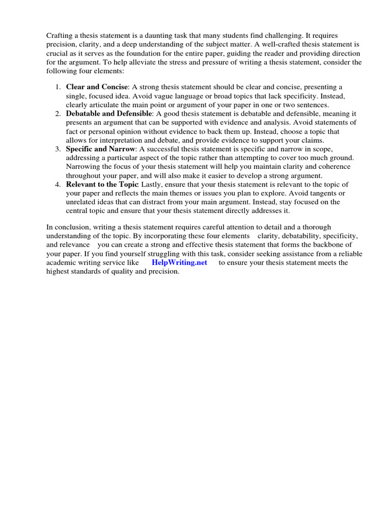 Crafting an Effective Thesis Statement | PDF | Essays | Thesis