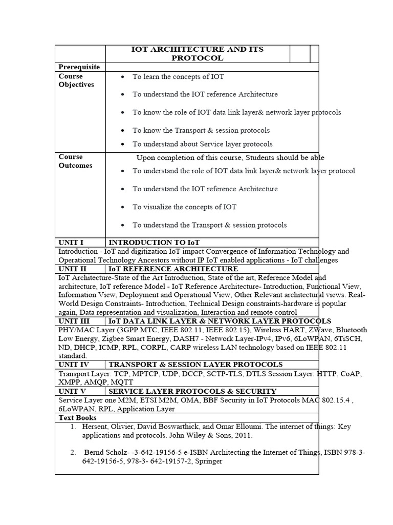 Iot Architecture and Its Protocol | PDF | Internet Of Things | Computer Standards