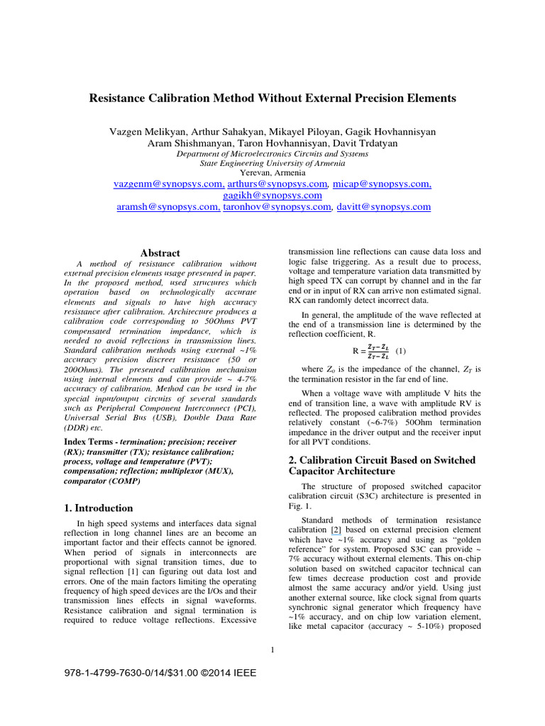 Resistance Calibration Method Without Ex | PDF | Capacitor | Resistor
