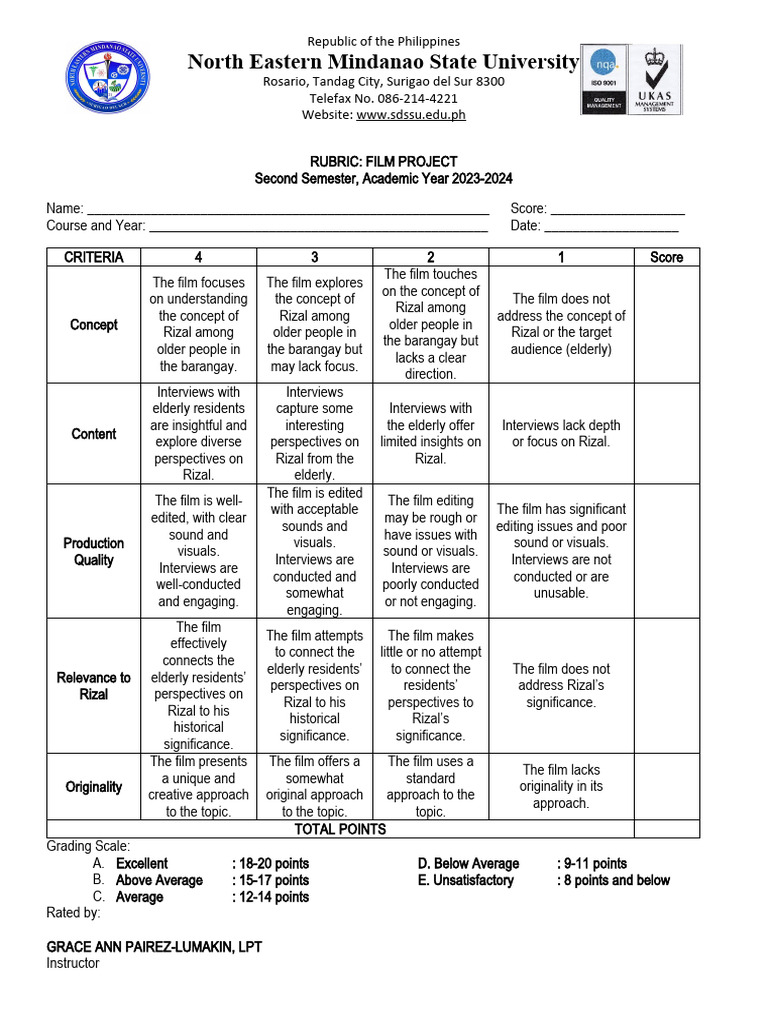 Rubric-Film Project | PDF | Rubric (Academic) | Human Communication