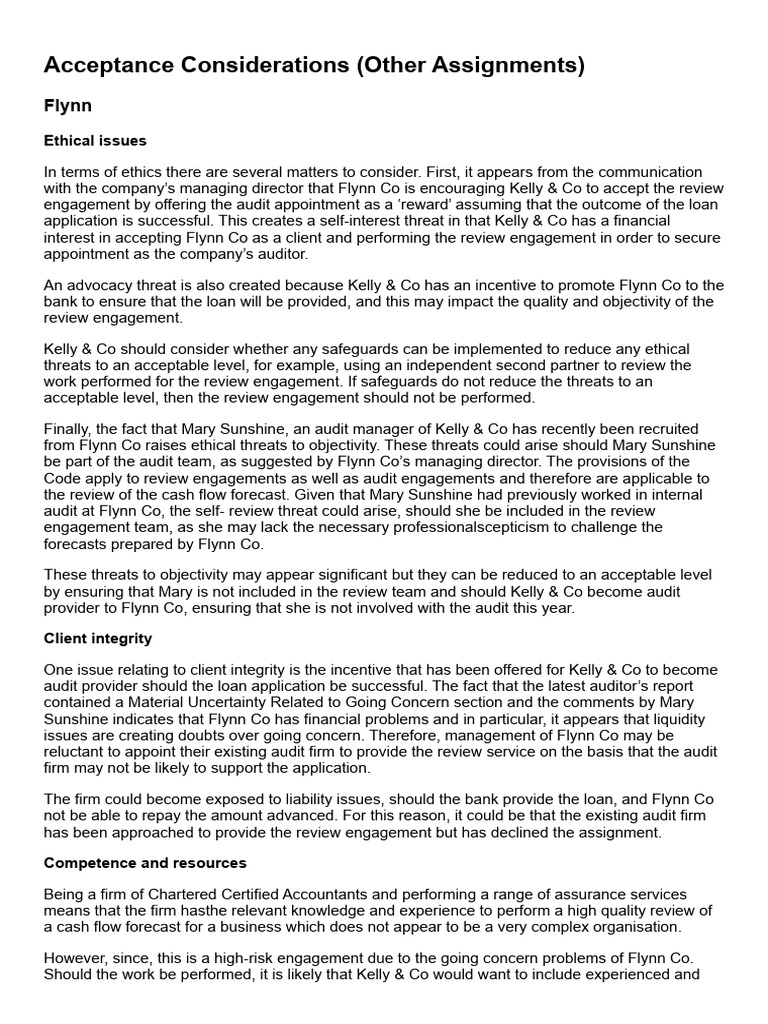 Acceptance Considerations Other Assignments (Complete) | PDF | Business | Finance & Money Management