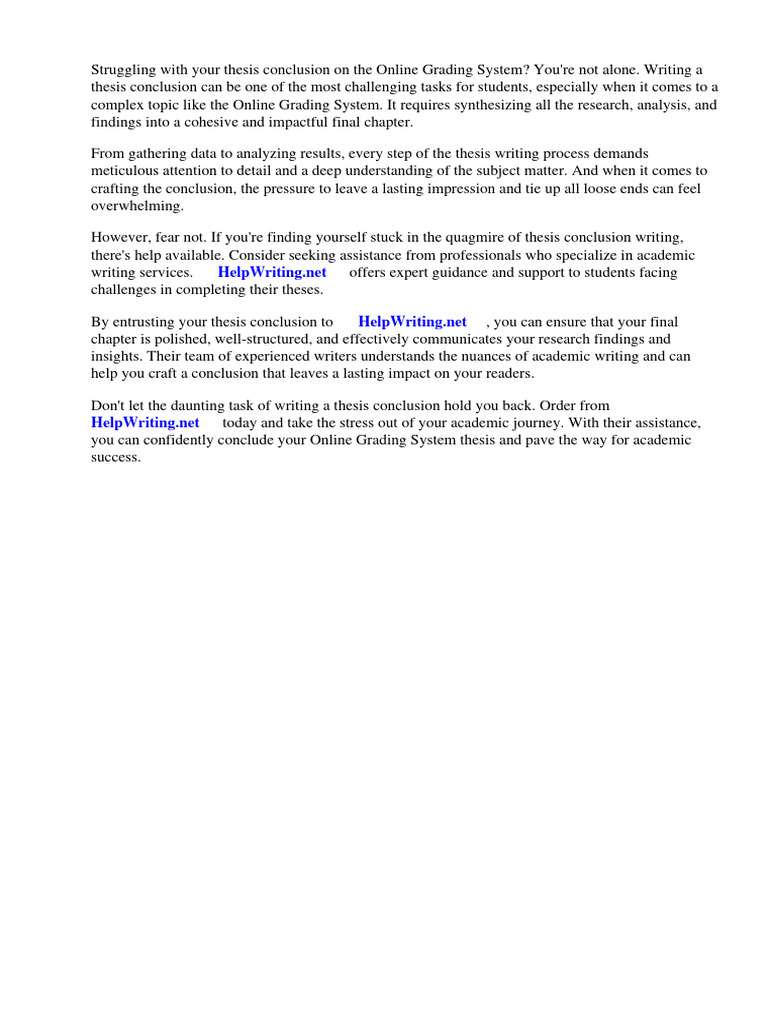 Online Grading System Thesis Conclusion | PDF